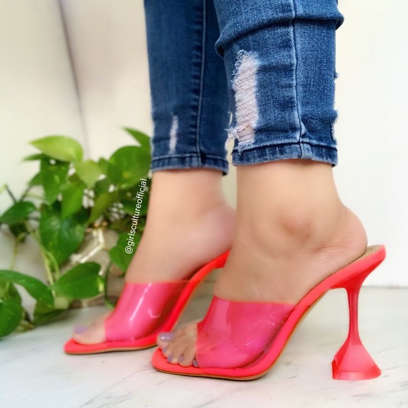 Girl’$ Culture | Shoes | Hot Pink Pvc Triangle Heel | Poshmark